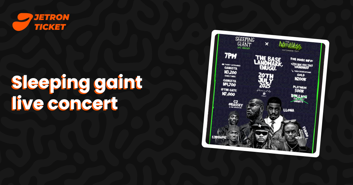 Sleeping gaint live concert | Jetron Ticket